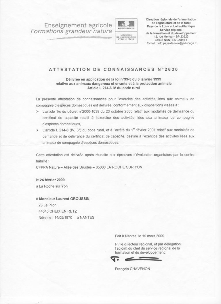 Certificado De Conocimientos EDUKADOG